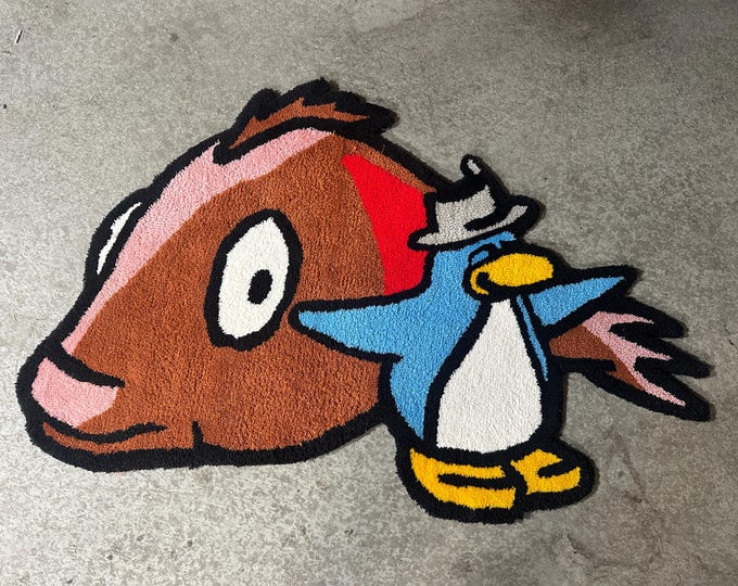 Club Penguin Mullet Rug, Tufted Cartoon Fish Rug, Custom Handmade ...