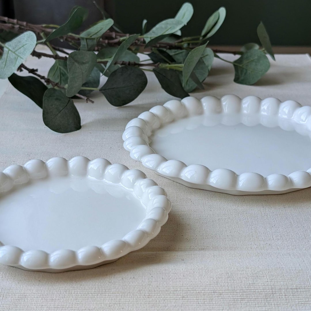 Curved Edge Ceramic Plates – Vintage-inspired Coquette Plates in Two ...