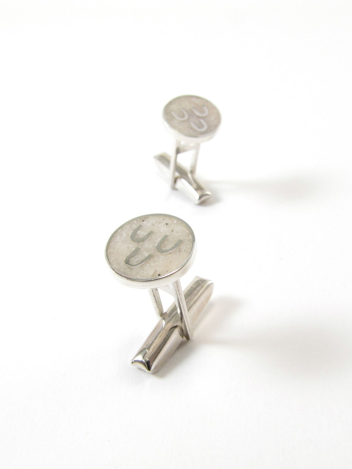 White Cufflinks - Sterling Silver 925 - Wedding Jewelry - Minimal ...