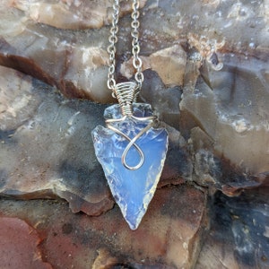 Opalite Arrowhead Necklace Boho Jewelry Hand Knapped Pendant Opal ...