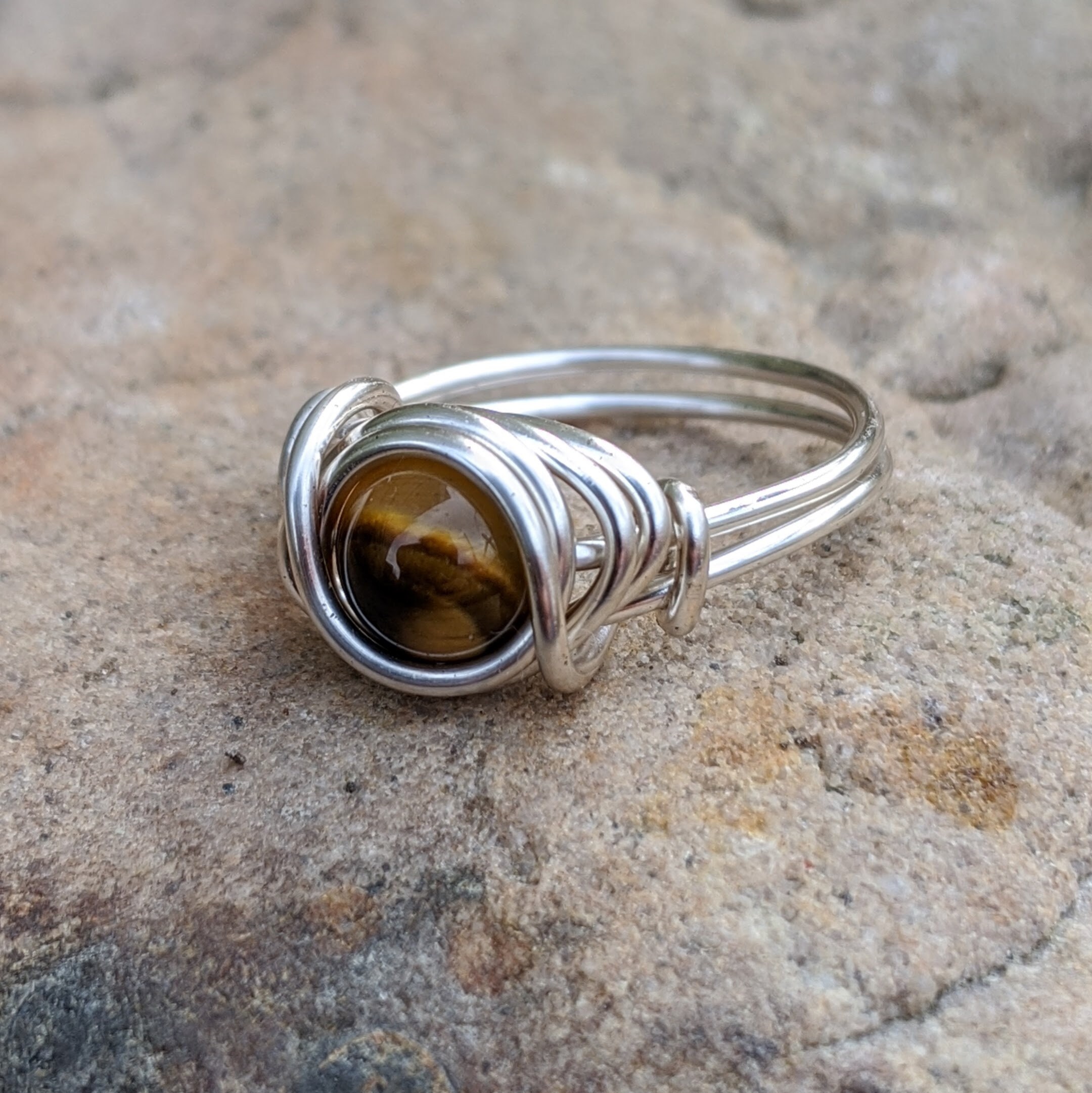 Genuine Tigers Eye Ring Silver Filled and Gemstone Jewelry - Etsy