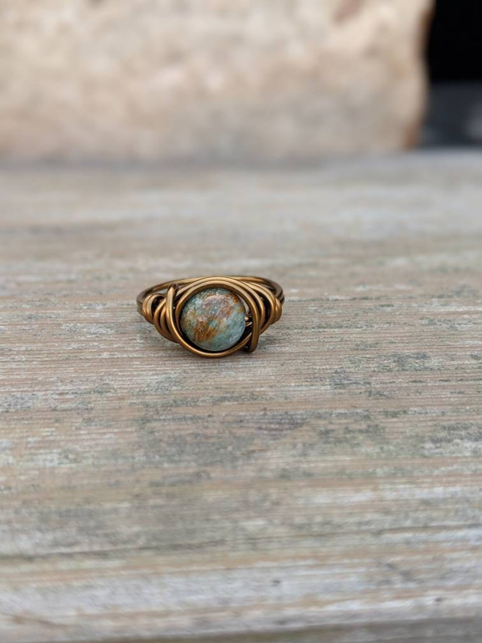 Green Jasper Jewelry Wire Wrapped Boho Ring Custom Size - Etsy