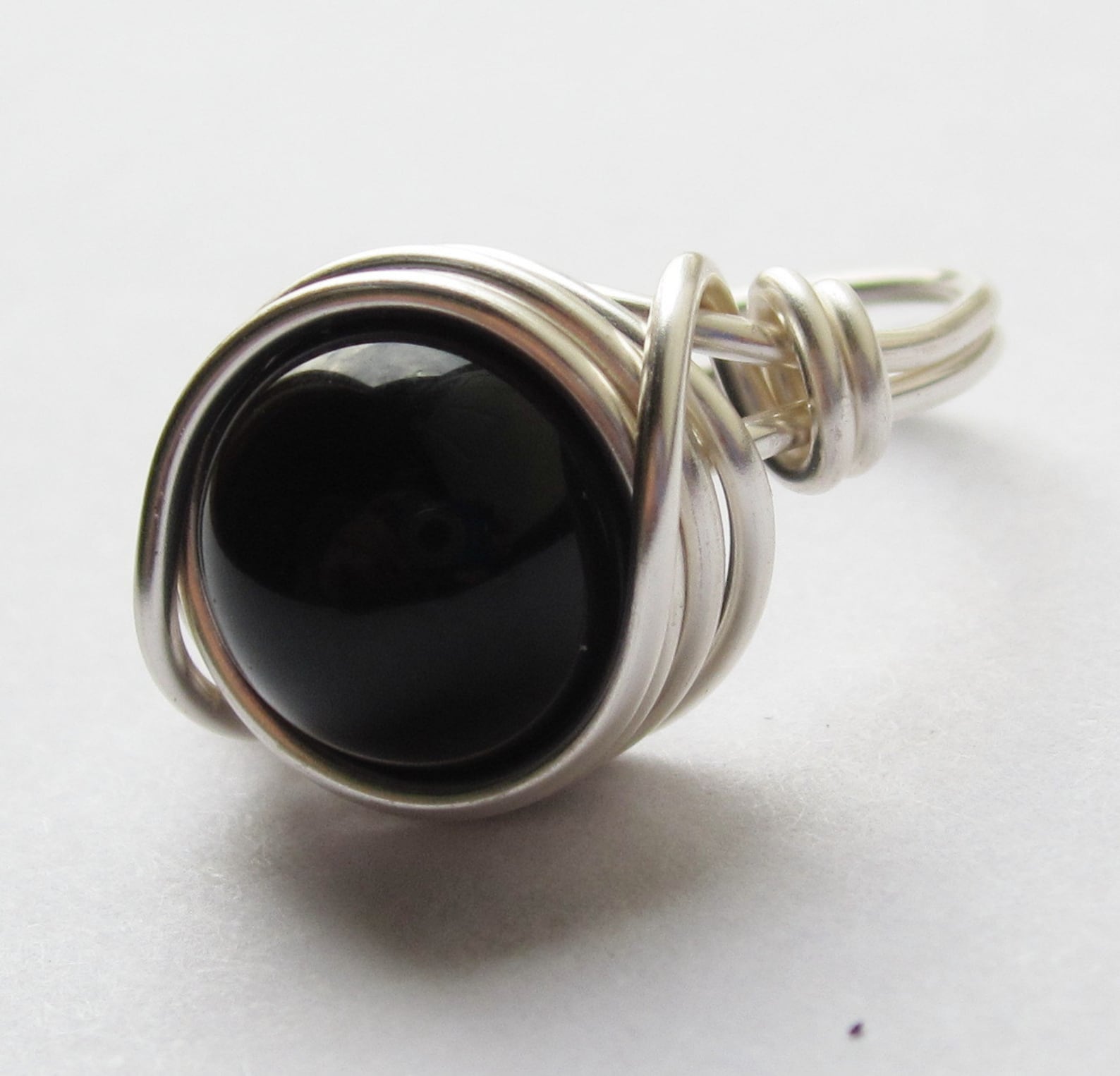 Large Black Stone Ring You choose Band Color Black Stone | Etsy