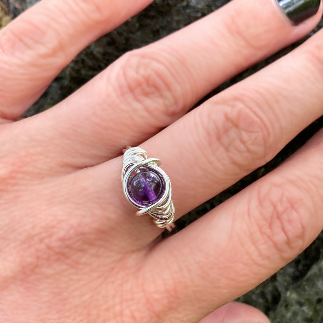 Amethyst Ring Crystals for Pisces, Scorpio, Sagittarius Zodiac Stone Jewelry Peace, Serenity ...