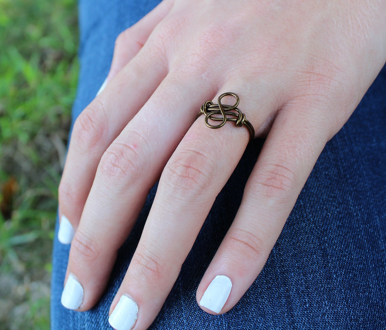 Wire Wrapped Infinity Ring, Custom Size Antique Brass Promise Ring ...
