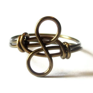 Wire Wrapped Infinity Ring, Custom Size Antique Brass Promise Ring ...