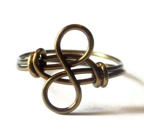 Wire Wrapped Infinity Ring, Custom Size Antique Brass Promise Ring ...