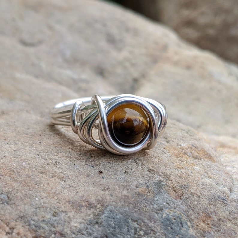 Genuine Tigers Eye Ring Silver Filled and Gemstone Jewelry - Etsy