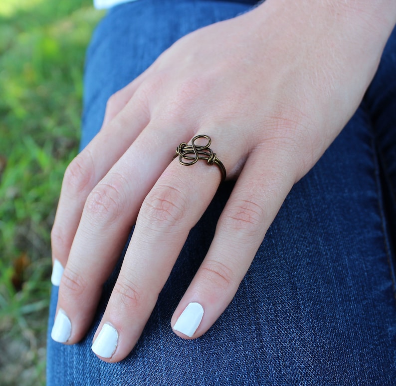 Wire Wrapped Infinity Ring, Custom Size Antique Brass Promise Ring ...