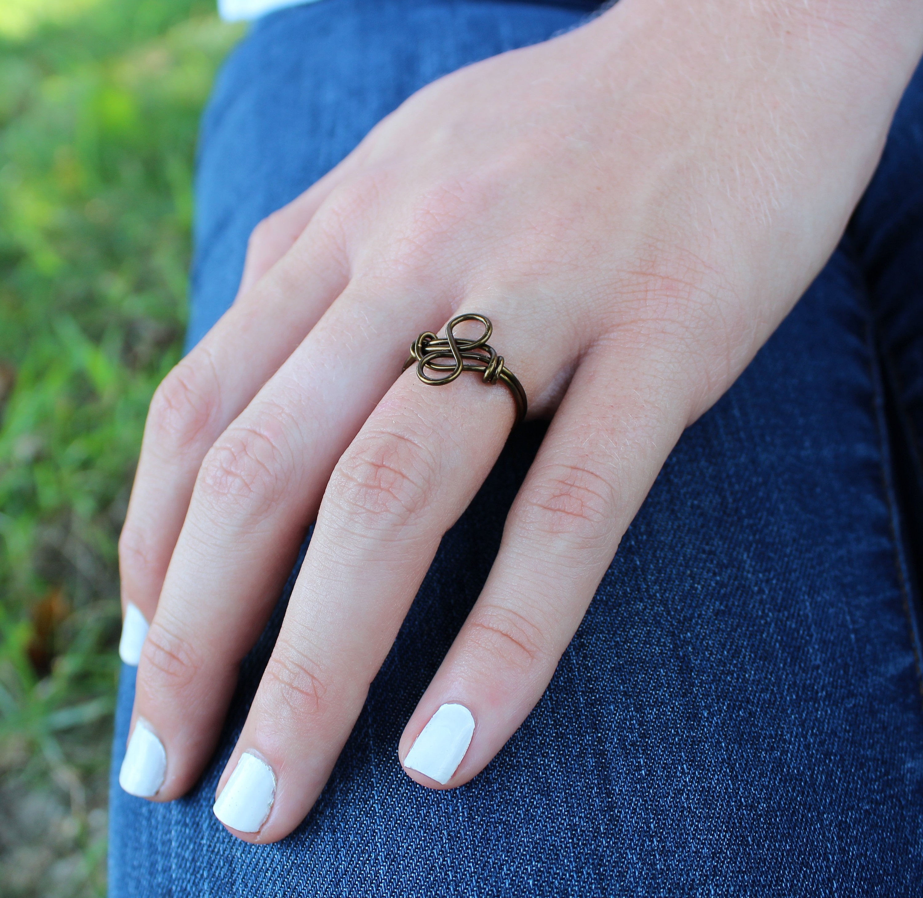 Wire Wrapped Infinity Ring, Custom Size Antique Brass Promise Ring ...