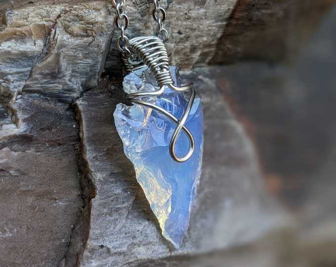 Opalite Arrowhead Necklace Boho Jewelry Hand Knapped Pendant - Etsy