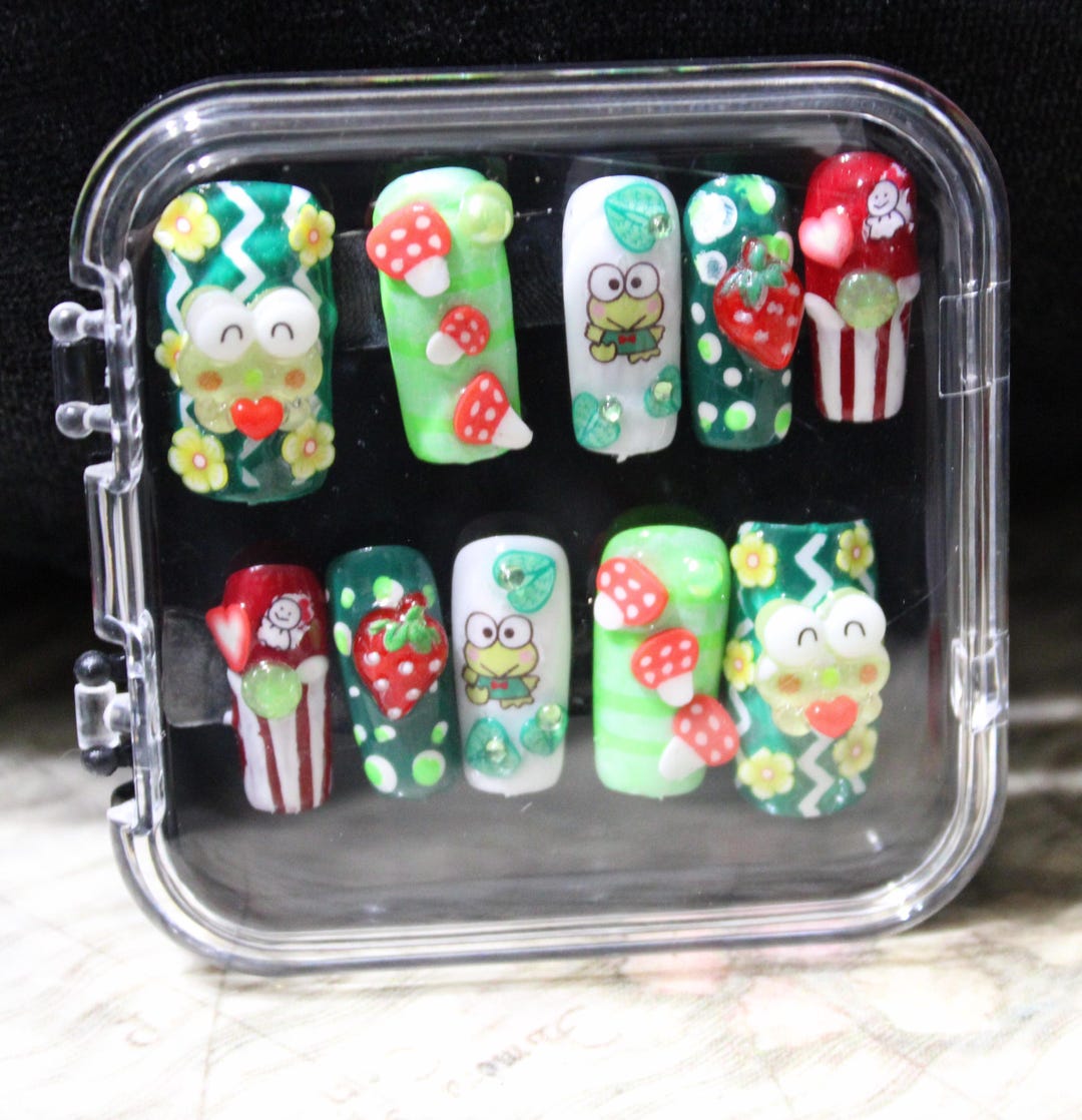 Kawaii Keroppi Inspired Press-on Nails - Etsy