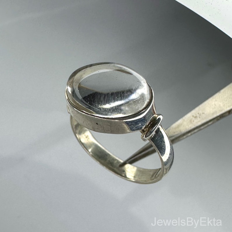 925 Sterling Silver Crystal Quartz Ring: Oval Shape Gemstone, Handmade ...
