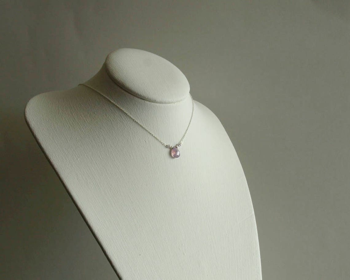 Lavender Pearl Necklace Purple Scorolite Pendant With Small - Etsy