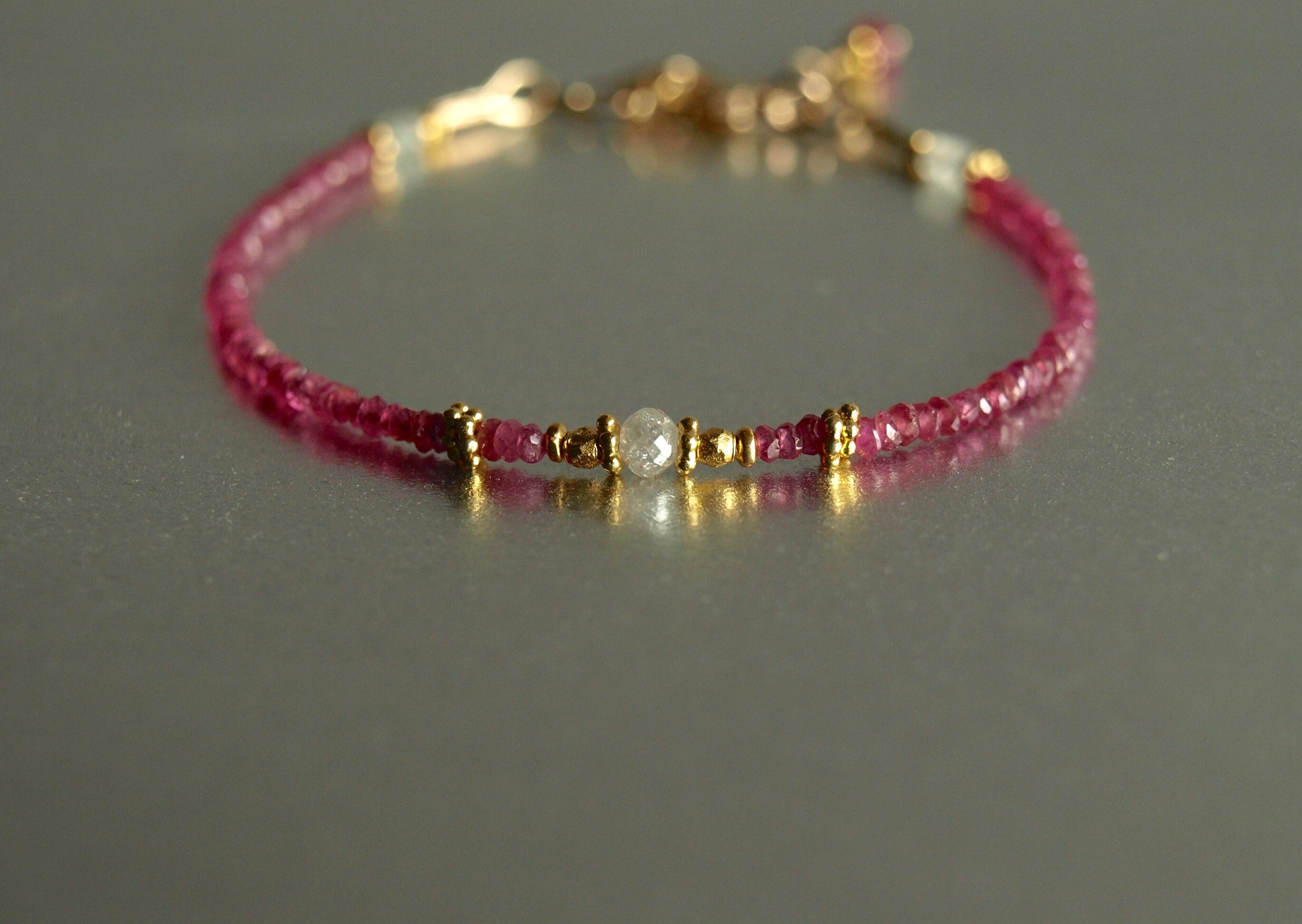 Diamond and Ruby Bracelet, Genuine Real Diamond and Fine Small Rich ...