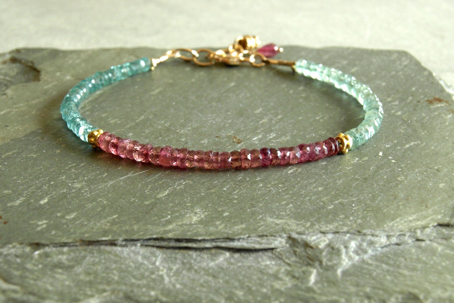 Natural Tourmaline Bracelet Watermelon Colors Beautiful - Etsy