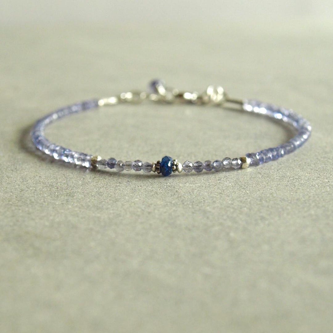 Iolite Sapphire Bracelet, Small Violet Blue Iolite, Natural Blue ...