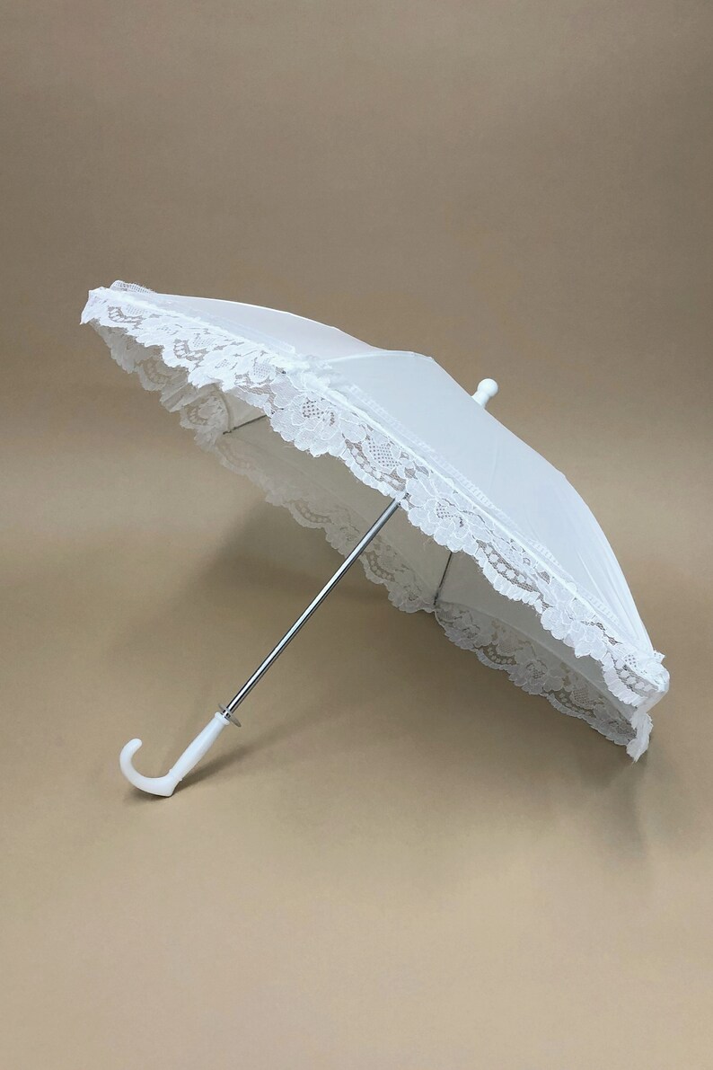 Vintage Small White Parasol W/ Lace Trim 70s White Parasol - Etsy