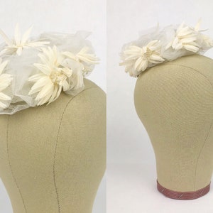 Vintage 1960's Daisy Ivory Tulle Bridal Fascinator 60s | Etsy