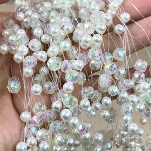 Vintage Bridal White or Ivory Pearl Sprays W/ Illusion Wire, 12 Stem ...