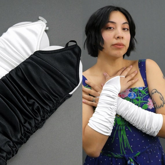 Vintage Deadstock 1980s Satin Fingerless Gloves, 80s … - Gem