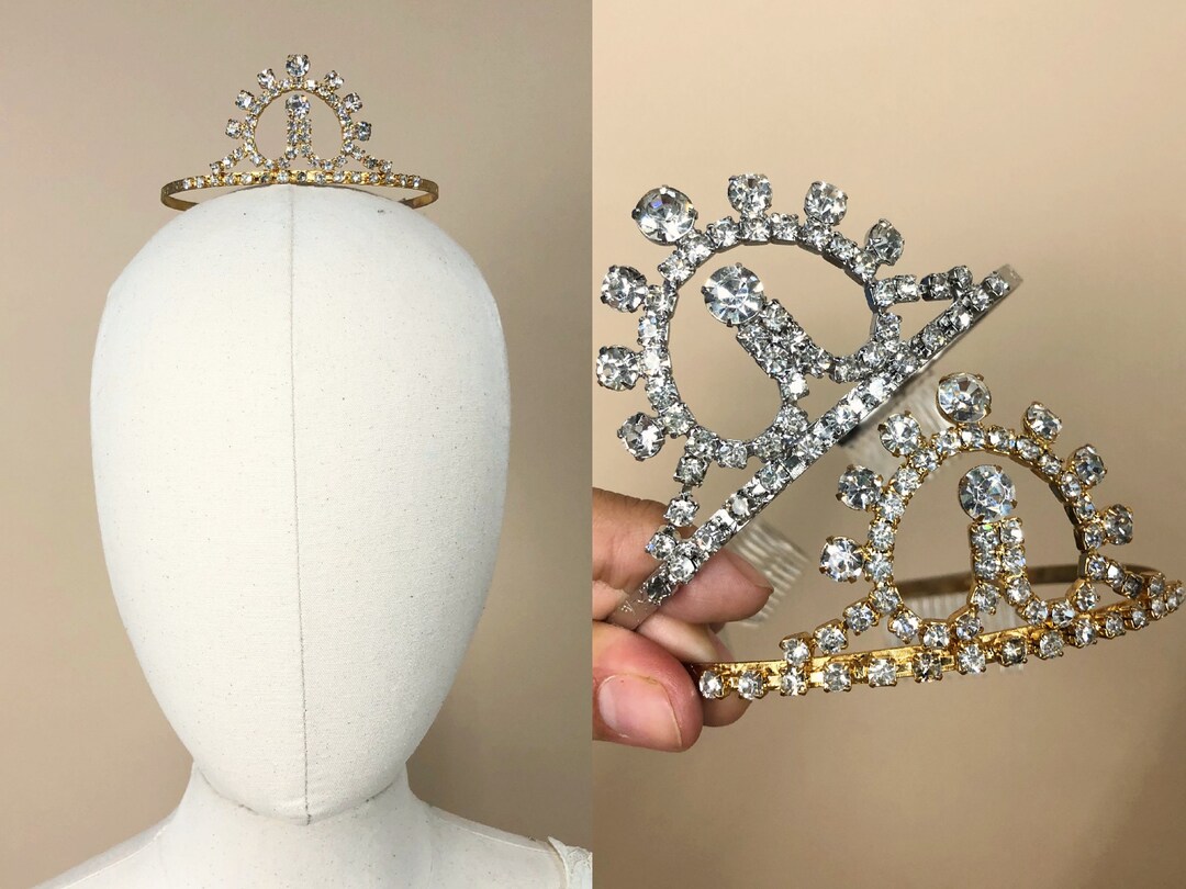 Vintage Gold or Silver Sunset Rhinestone Tiara, Rhinestone Detailing ...