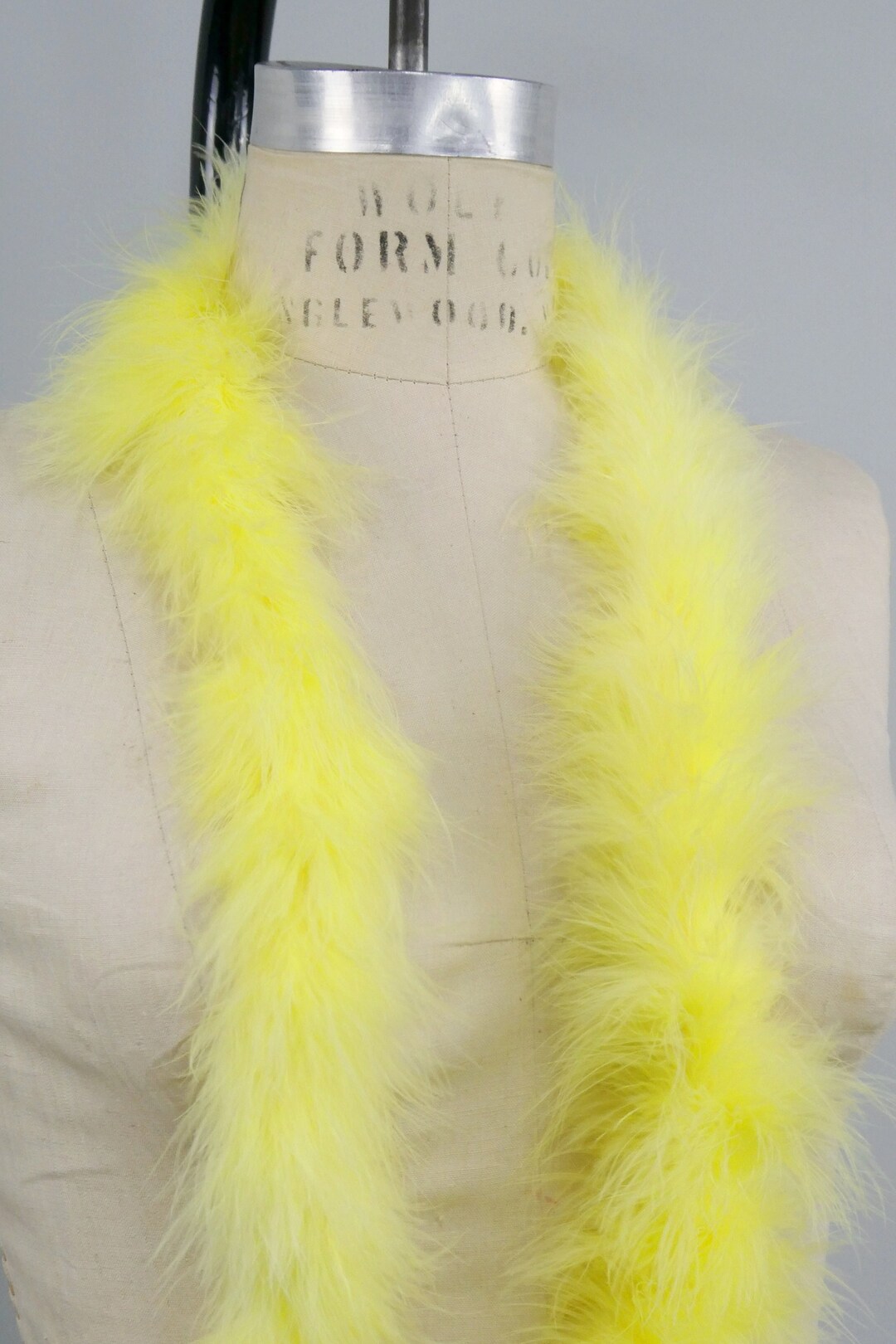 Bright Yellow Marabou Feather Boas, Greens Soft Boa, Vintage Accessory ...