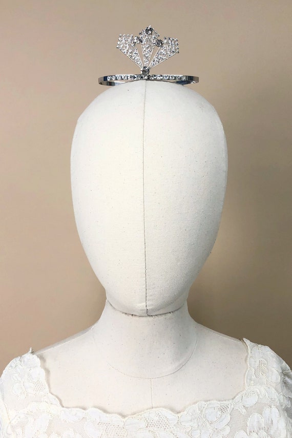 Vintage 1990s Lace Fan Design Rhinestone Tiara, Vinta… - Gem