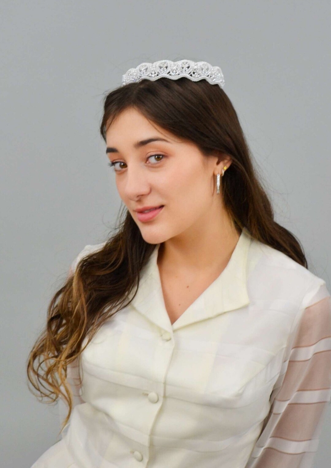 Yvette Scalloped Embellished Halo, Vintage 1990s Deadstock Wedding ...