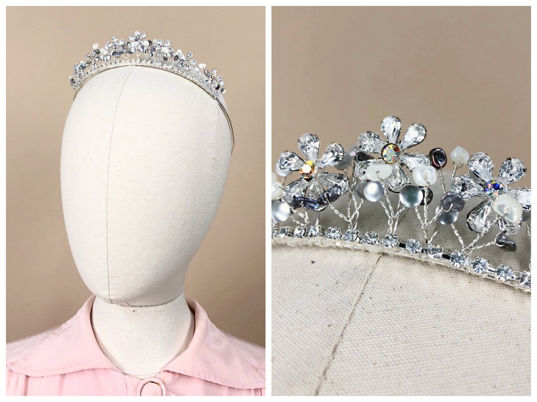 Iridescent Crystal Daisy Tiara Hand Wired Silver Tiara - Etsy