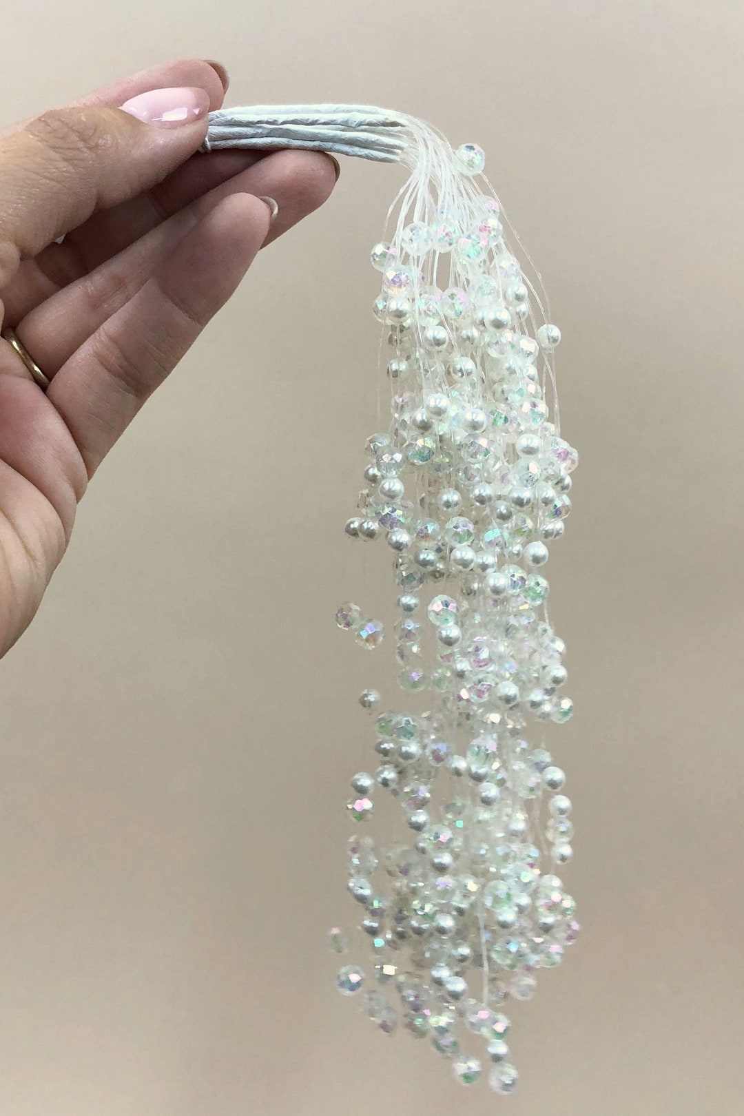 Vintage Bridal White or Ivory Pearl Sprays W/ Illusion Wire, 12 Stem ...