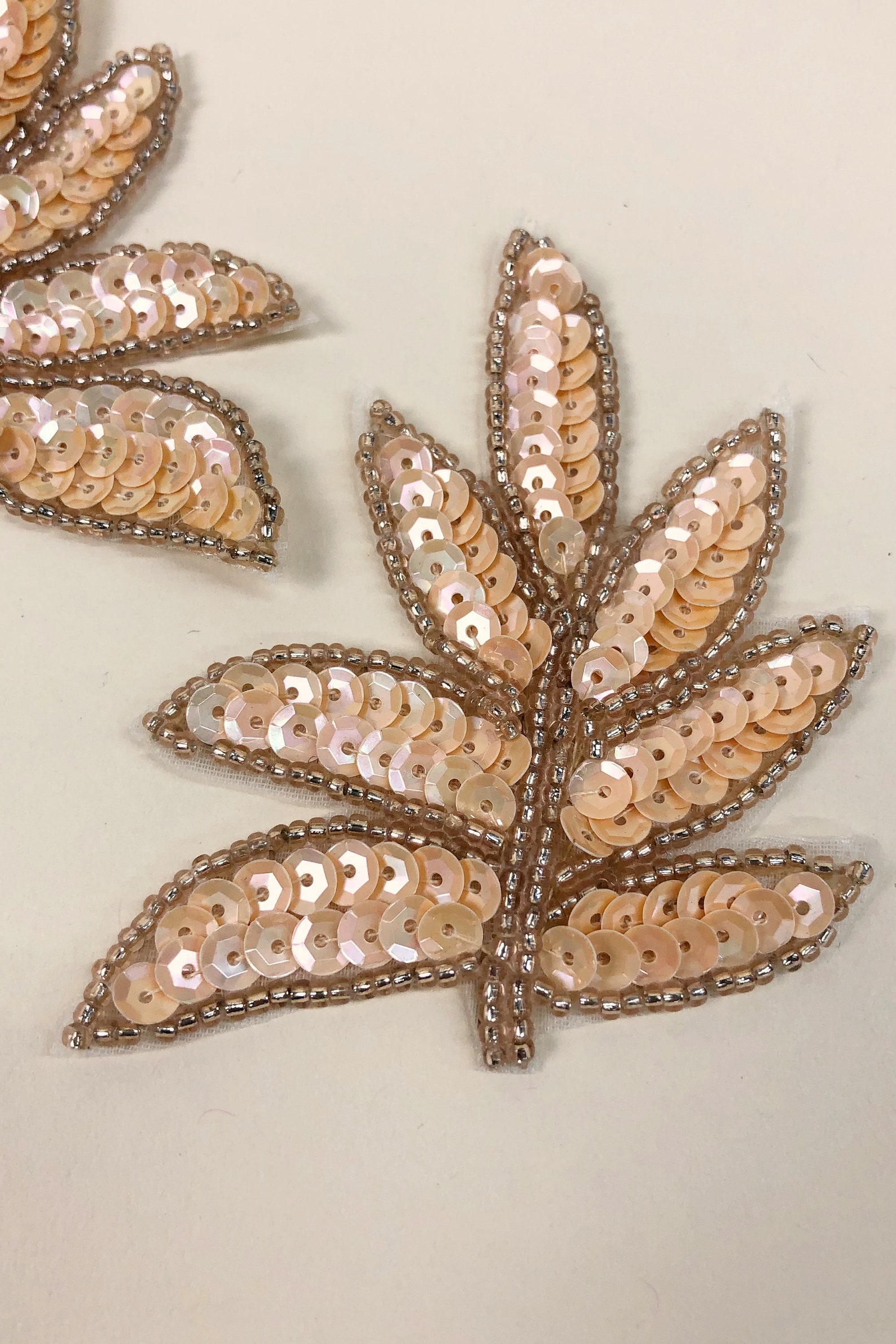 Vintage Metallic Colored Glass Beaded Outline & Sequin Leaf | Etsy