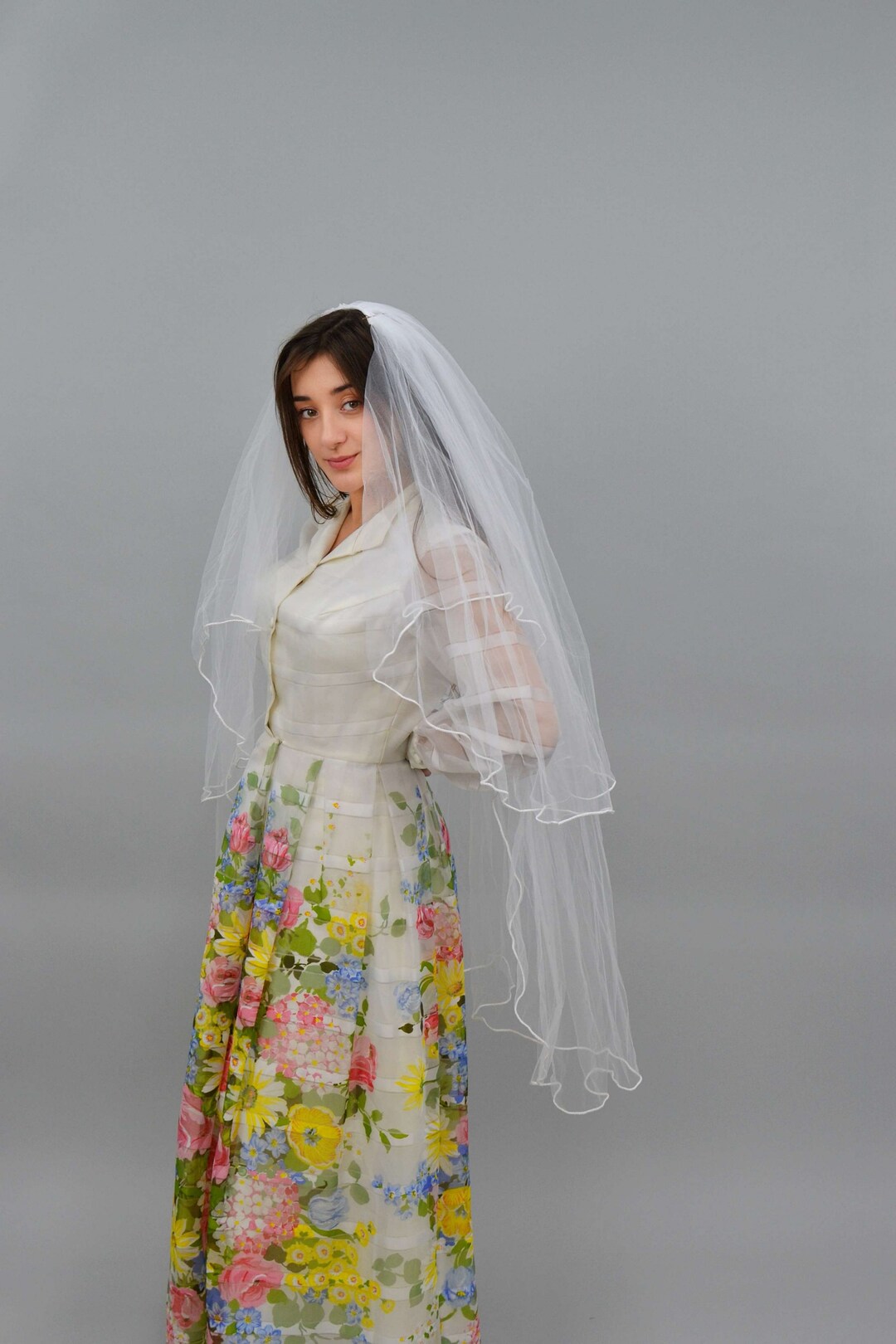 Martina Twisted Rope Veil, Vintage 1970s Deadstock Veil, 70s White ...