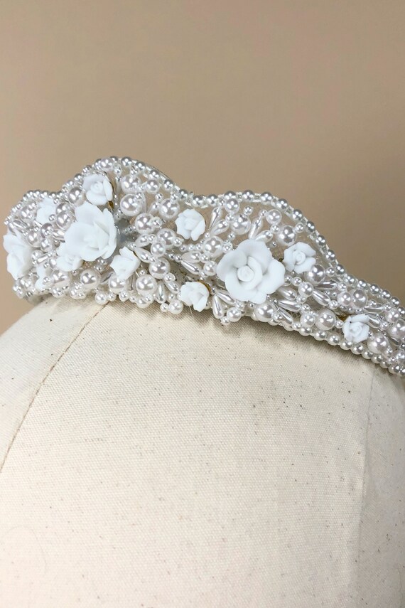 Vintage Princess Five Arched Crown Detailed In Pearls… - Gem