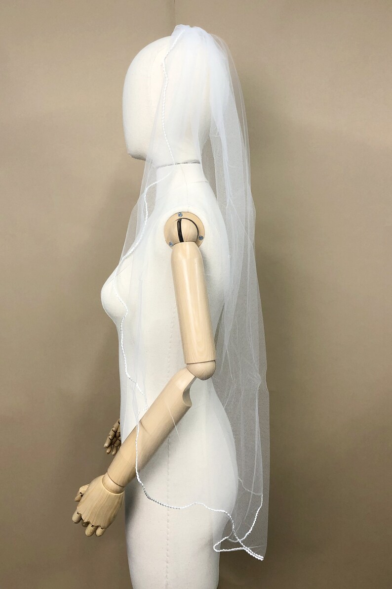 Vintage 1980s Tea Length White Bridal Veil 80s Deadstock | Etsy