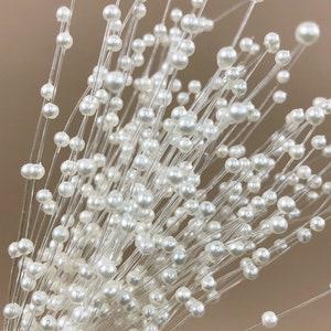 Vintage Bridal White 12 Stem Pearl Spray With Illusion Wire, Delicate ...