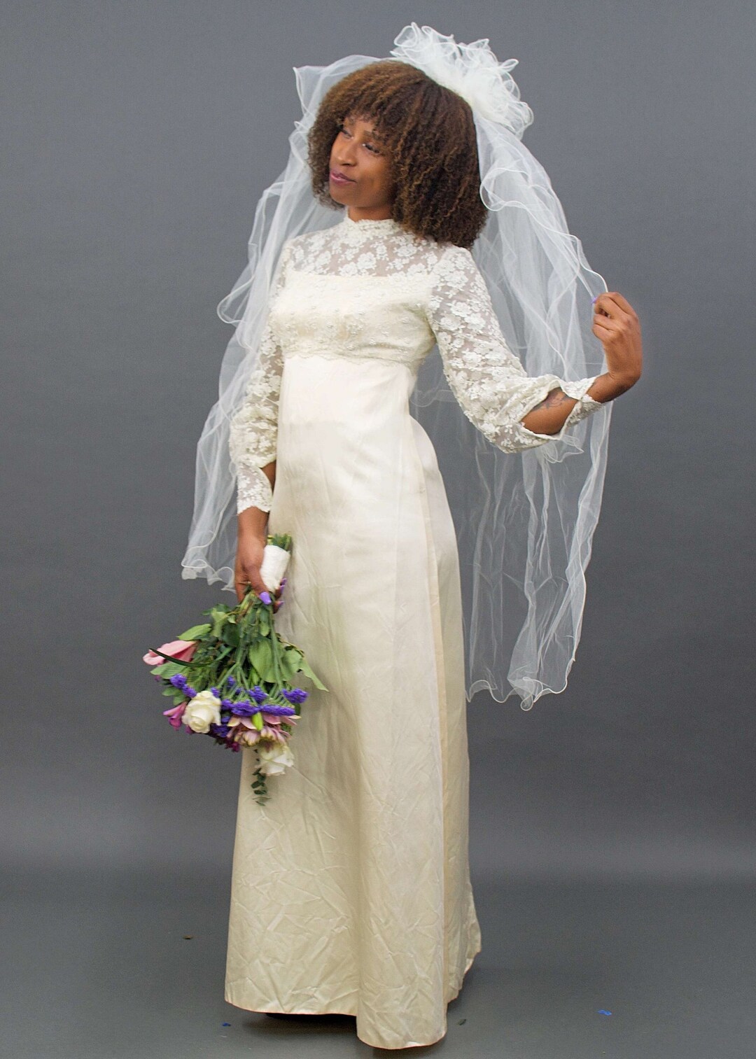 Scarlett Veil, Vintage 1980's Fingertip Length Two Tier Bridal Veil ...