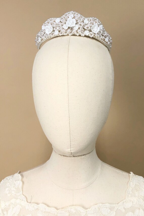 Vintage Princess Five Arched Crown Detailed In Pearls… - Gem