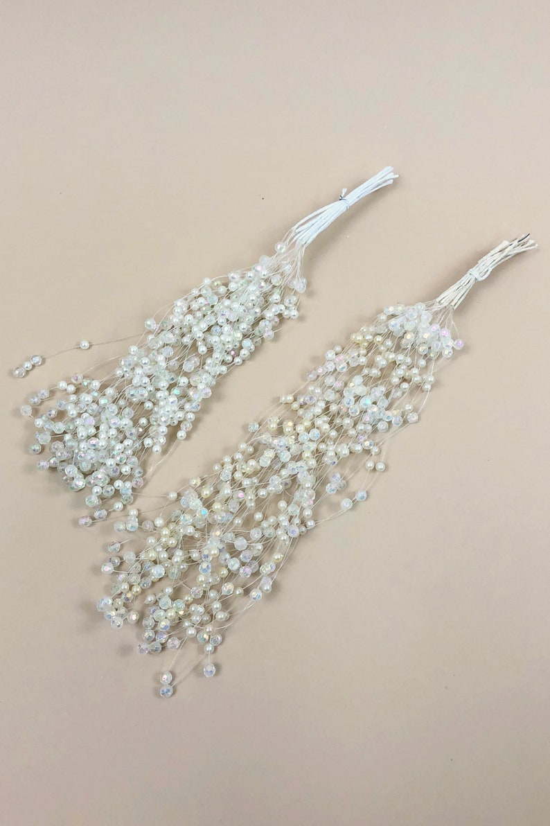 Vintage Bridal White or Ivory Pearl Sprays W/ Illusion Wire | Etsy