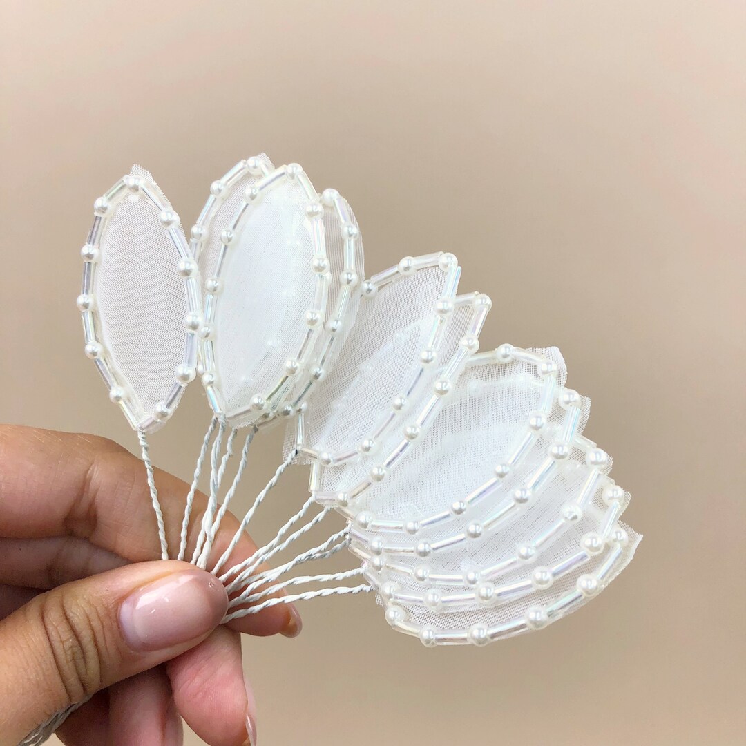 Vintage Teardrop Shaped Faux Pearl Leaf Sprays, Bridal DIY, Wedding DIY ...