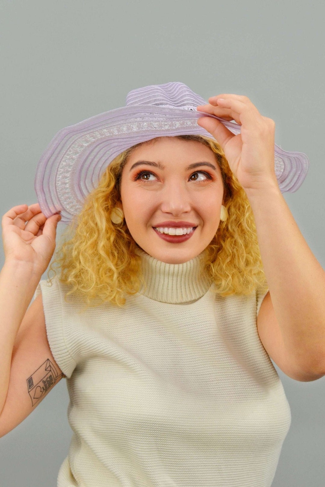 The Ava Lavender Sheer Hat, Vintage 1970's Sheer Hat, 70s Vintage Hats ...