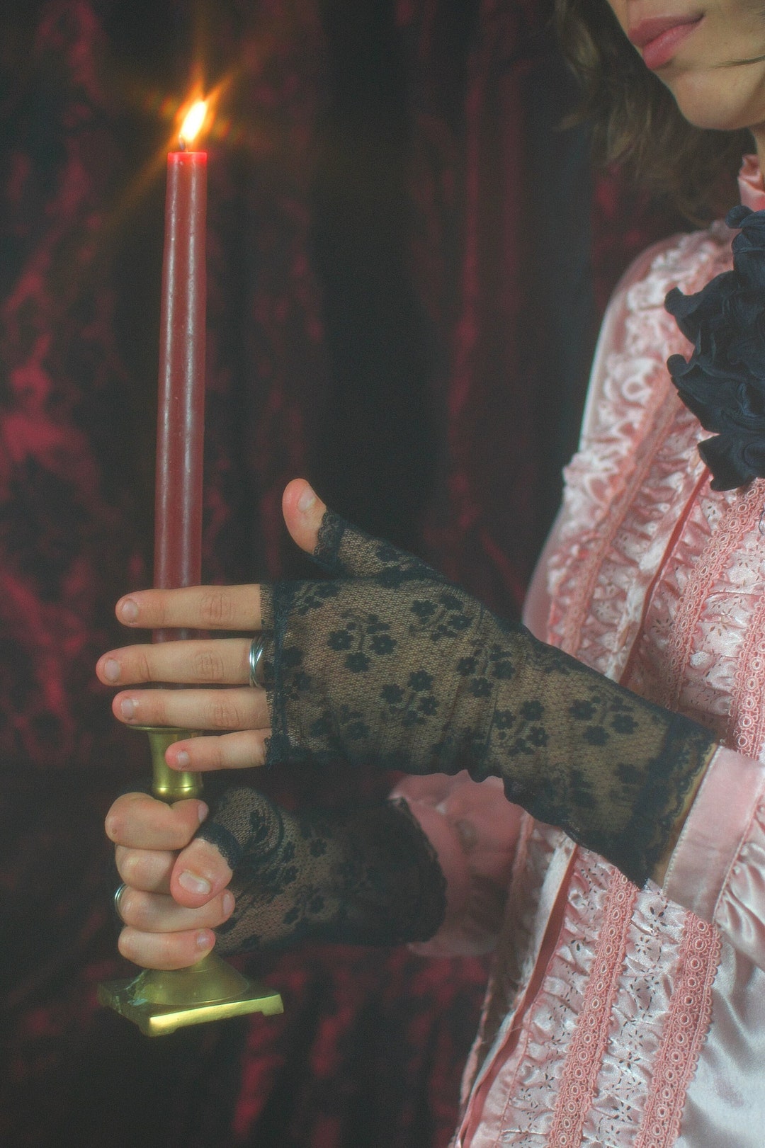 Vintage 1980s Deadstock Fingerless Lace Gloves, 80s Gothic, Vintage ...