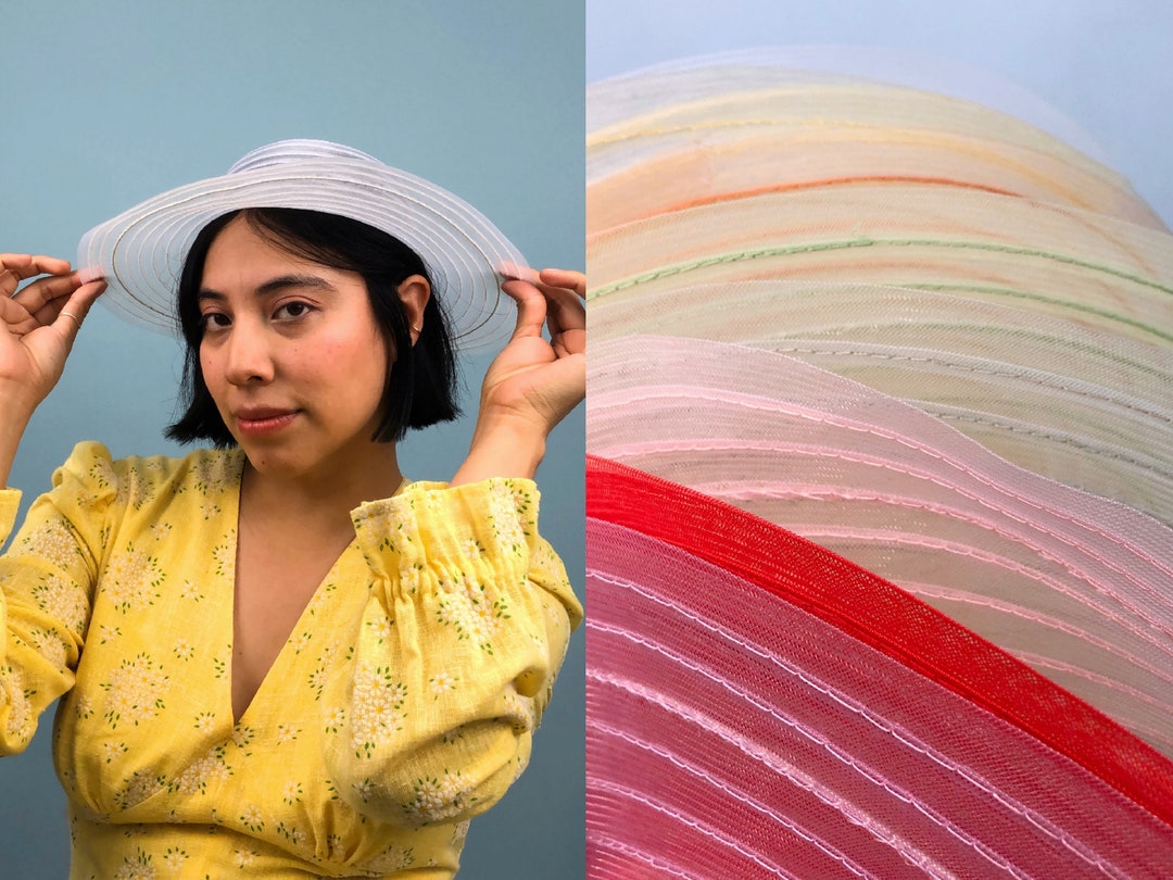 Vintage 1970s Sheer Straight Brim Sunhat With Middle Wire, Multiple ...