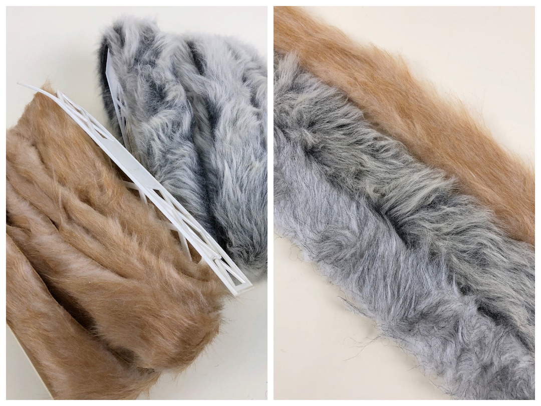 2 Wide Animal Faux Fur Trims, Coarse Textures, Neutral Color Trims ...