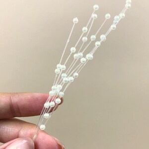 Vintage Bridal White 12 Stem Pearl Spray With Illusion Wire, Delicate ...