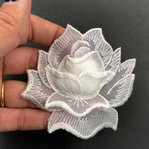 Rose Lace Applique, Floral Applique, Lace Embroidered Applique, Vintage ...