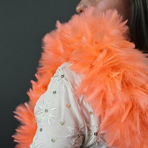 Orange Turkey Feather Boa, Vintage Large Turkey Feather Boa, Deadstock ...