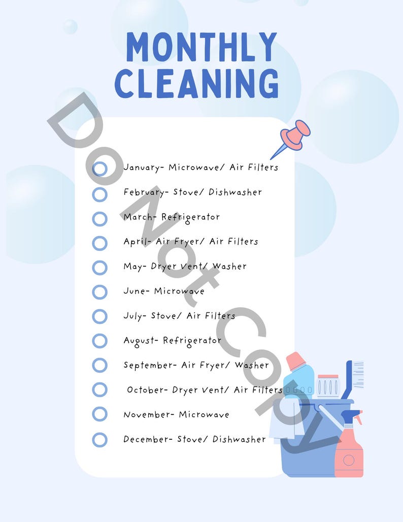 Monthly Cleaning Checklist - Etsy