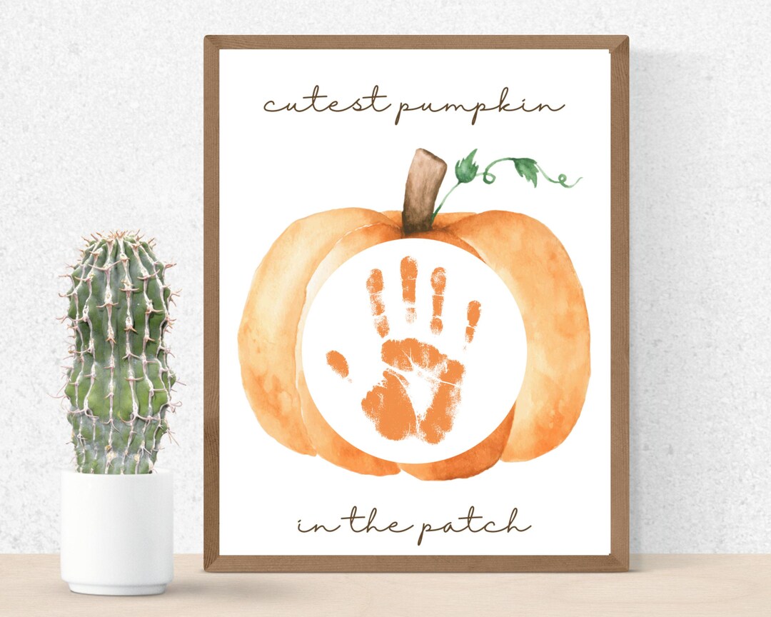 Halloween Pumpkin Handprint Art Craft Printable Handprint Keepsake Fall ...
