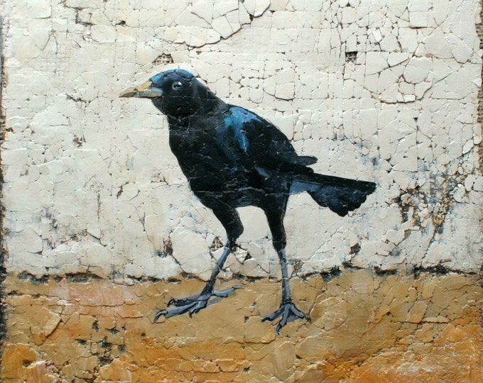 Original Crow Painting Bird Art Acrylic Painting Mixed Media - Etsy